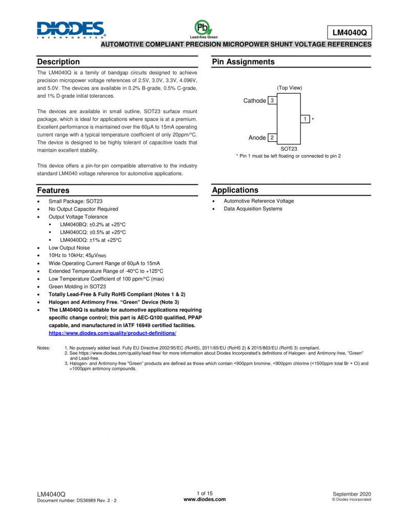 LM4040Q datasheet page 1