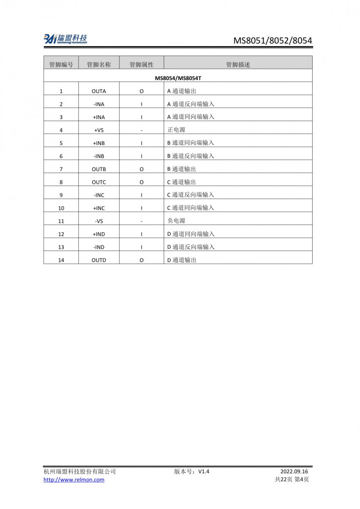 MS8052M datasheet page 4