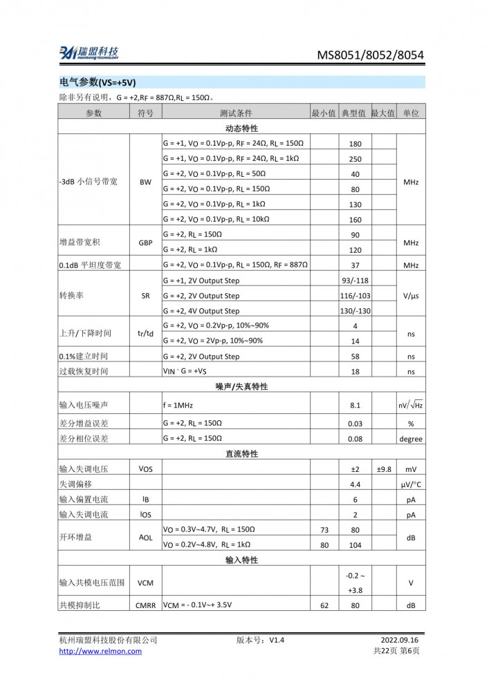 MS8052M datasheet page 6