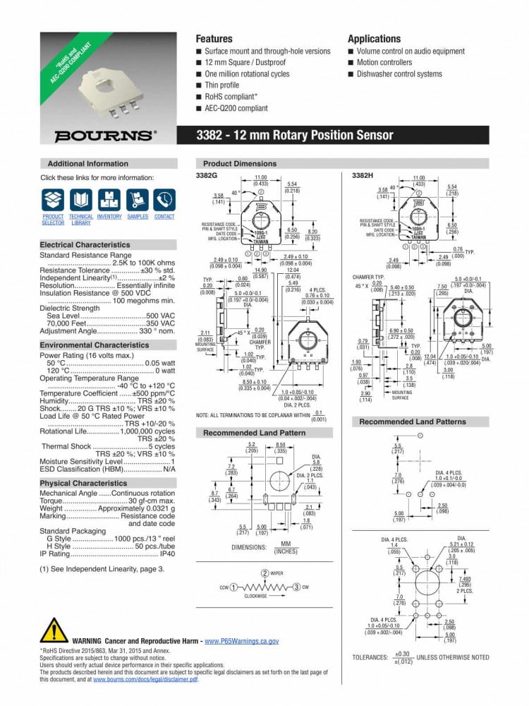 BOURNS 3382 datasheet page 1