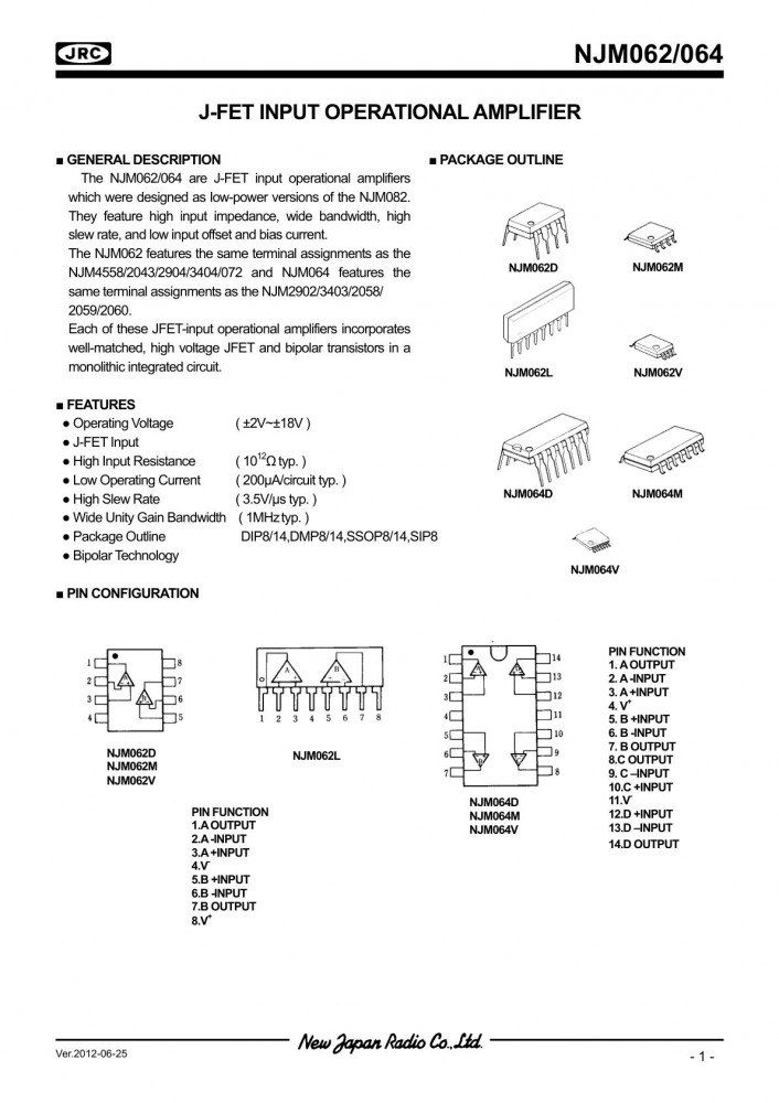 NJM064-TE1 datasheet page 1