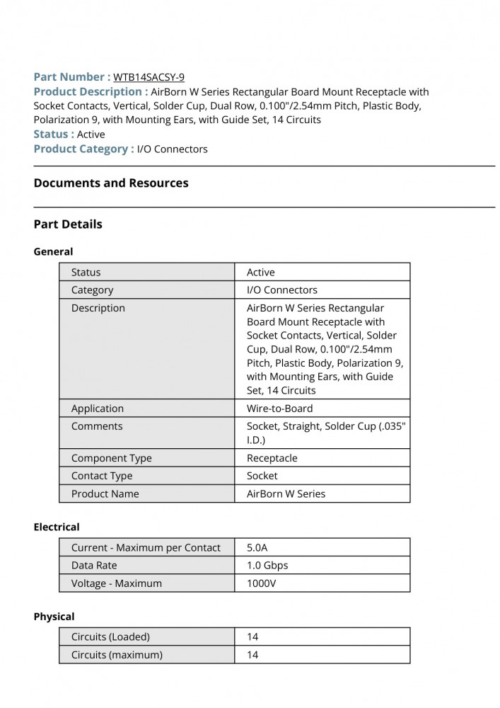 WTB14SACSY-9 technical document image, page 1
