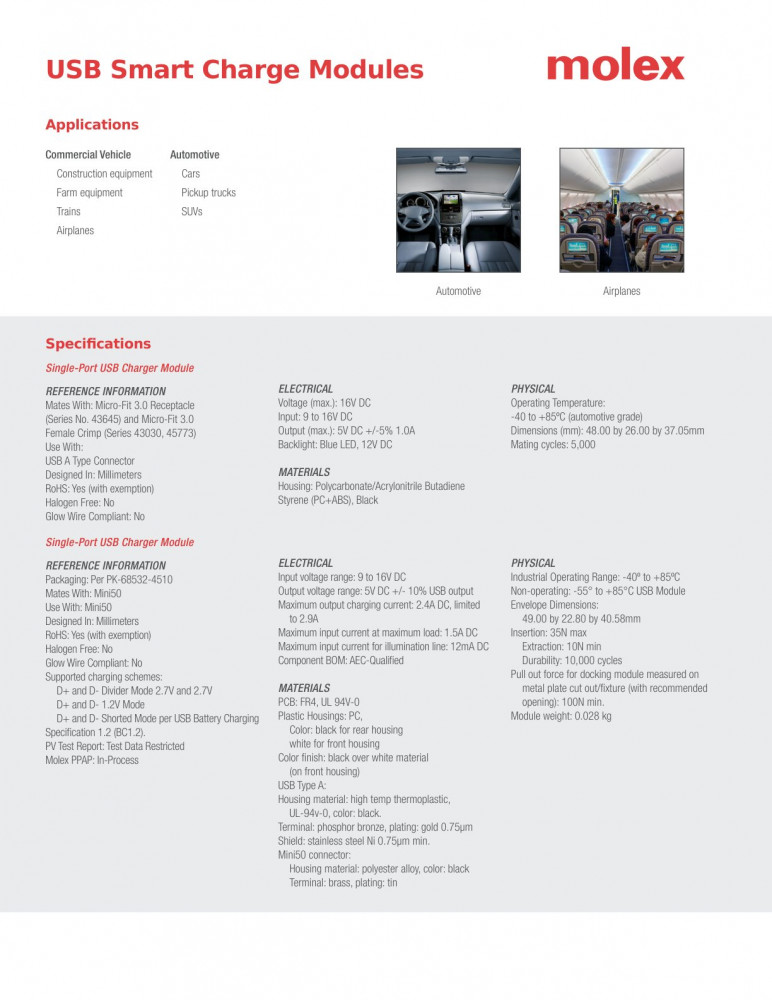 Technical document page 2 for the USB smart-charge module