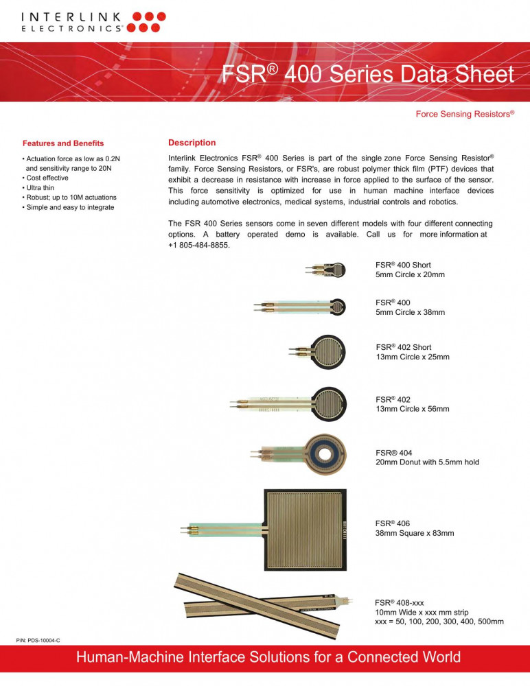 FSR 400 Series datasheet page 1
