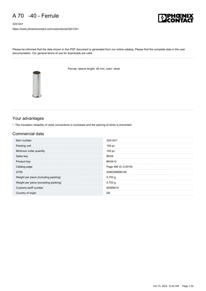 Phoenix Contact 3241241 technical document page 1