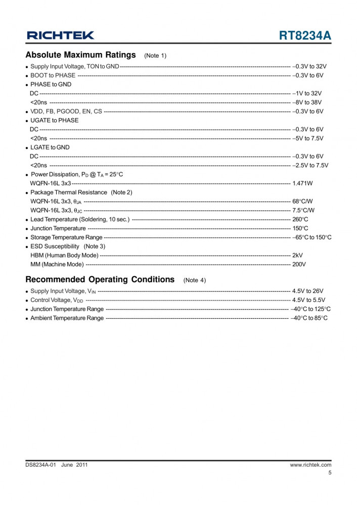 RT8234A datasheet page 5