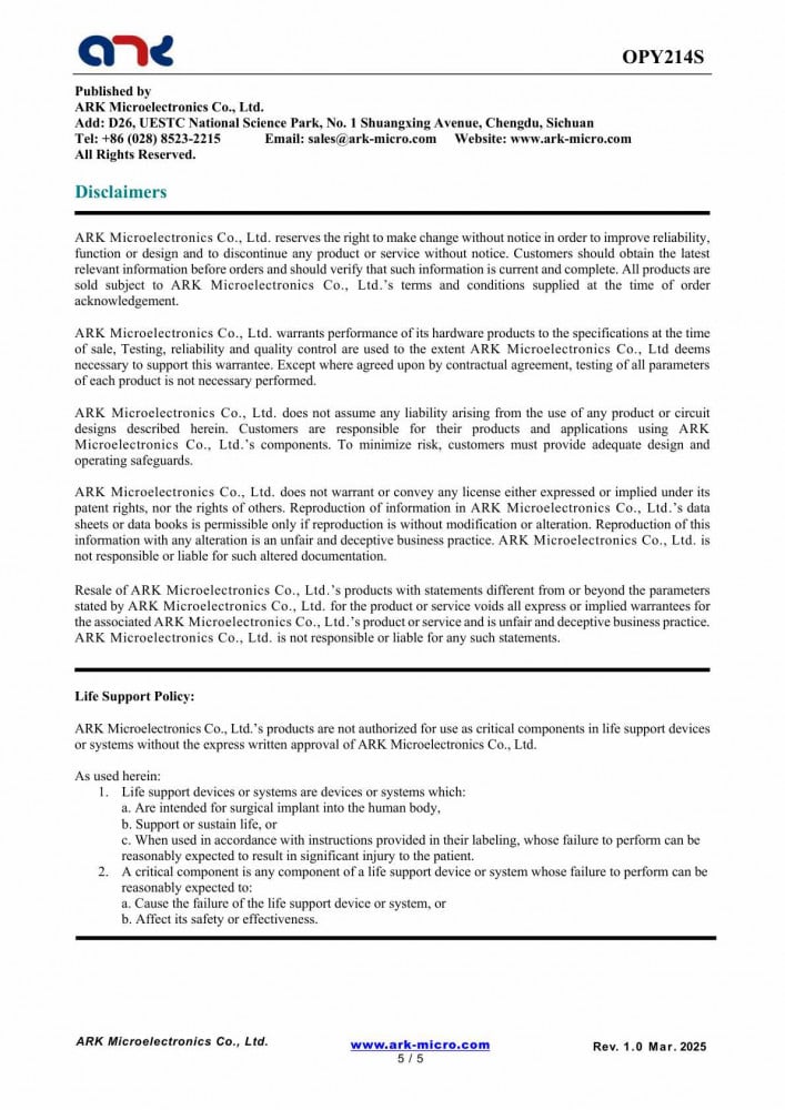 OPY214S datasheet page 5