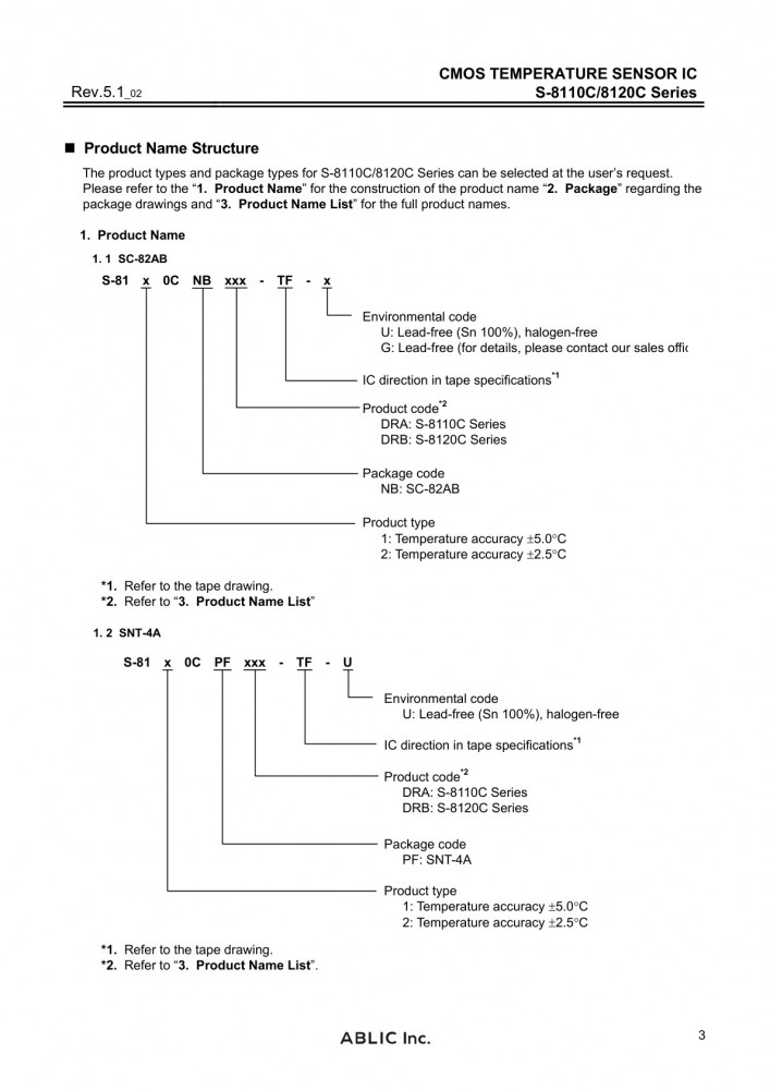 ABLIC S-8110C/8120C datasheet page 3