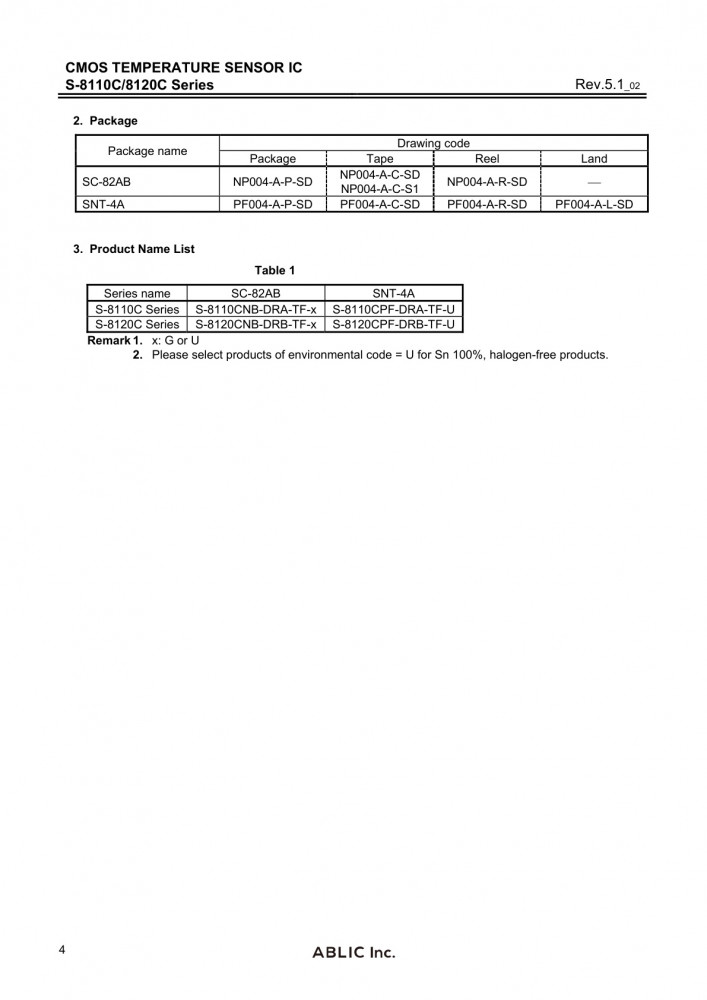 ABLIC S-8110C/8120C datasheet page 4