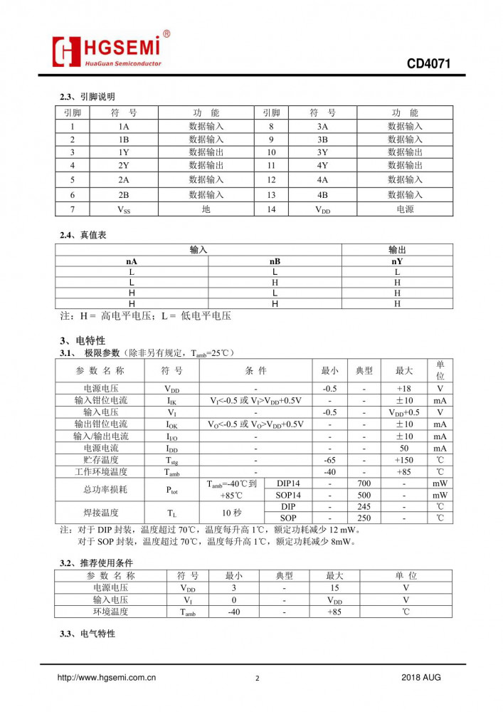 CD4071BE datasheet page 2