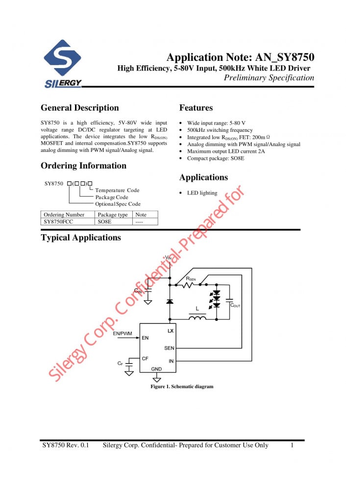 SY8750FCC datasheet page 1