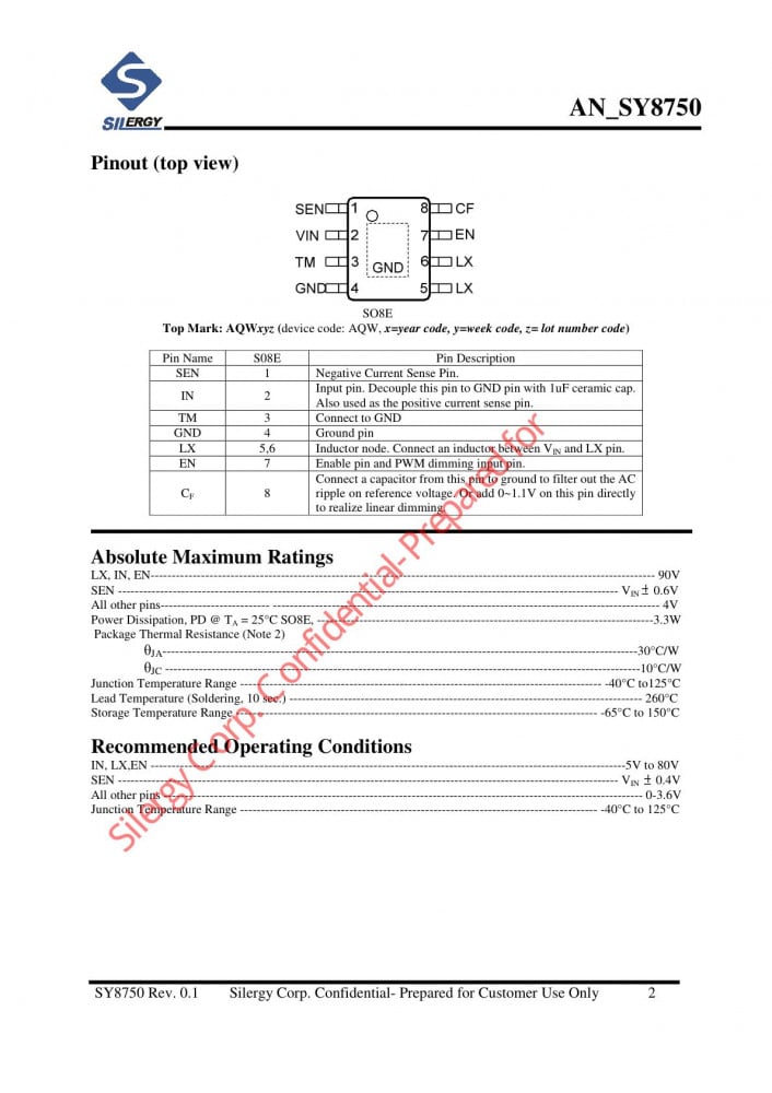 SY8750FCC datasheet page 2