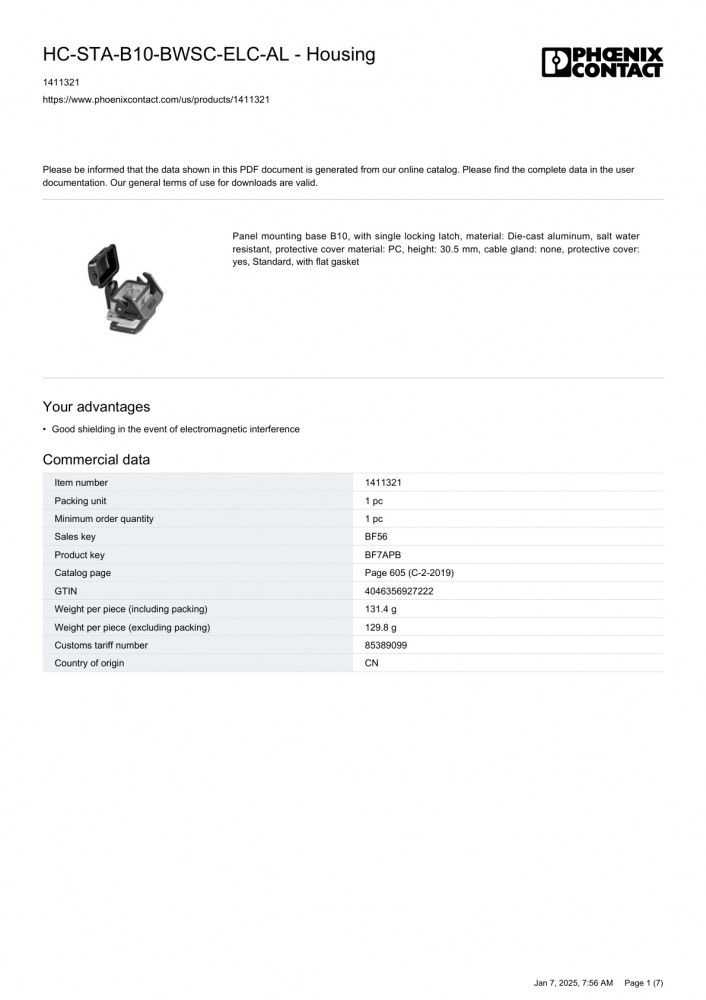 Phoenix Contact 1411321 technical document page 1