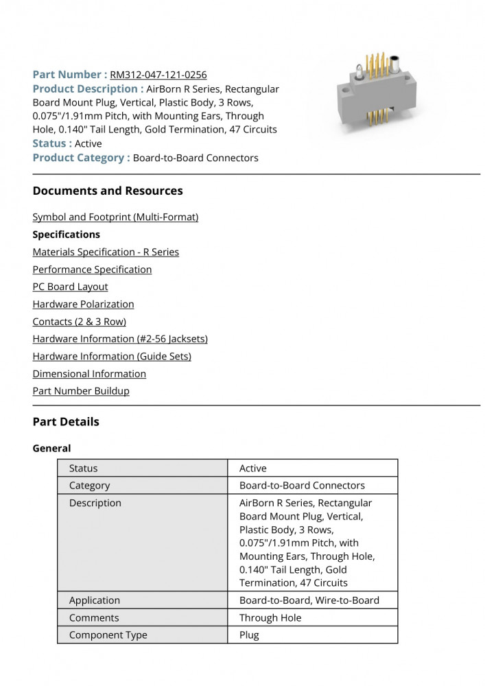 Technical document page 1 for RM312-047-121-0256