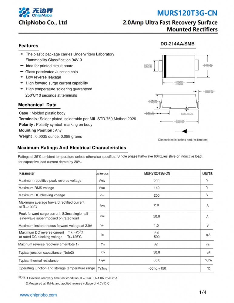 MURS120T3G-CN datasheet page 1