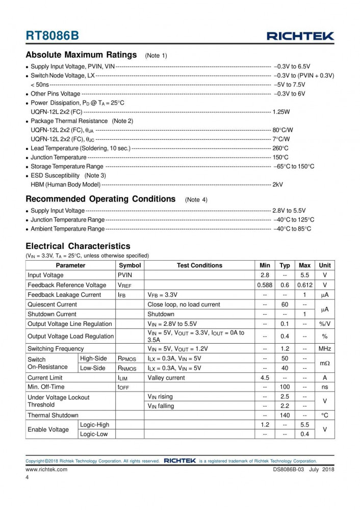 RT8086B datasheet page 4