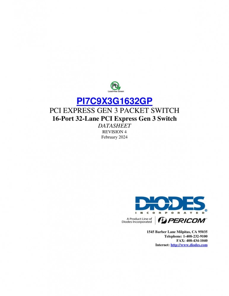 PI7C9X3G1632GPEHFCE datasheet page 1