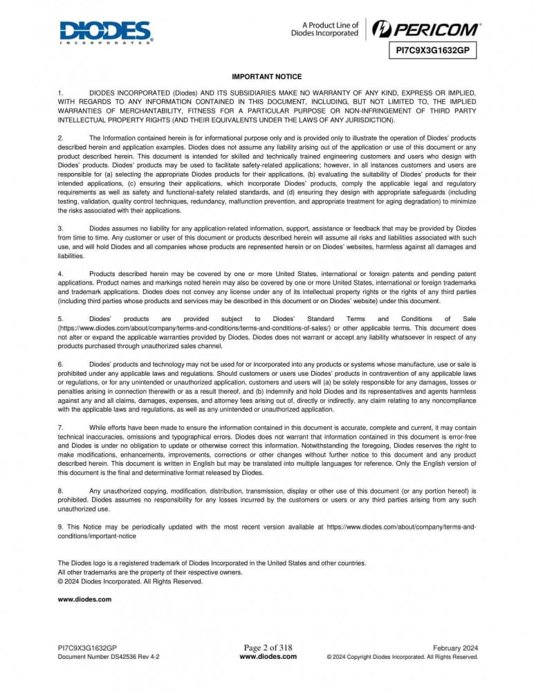 PI7C9X3G1632GPEHFCE datasheet page 2