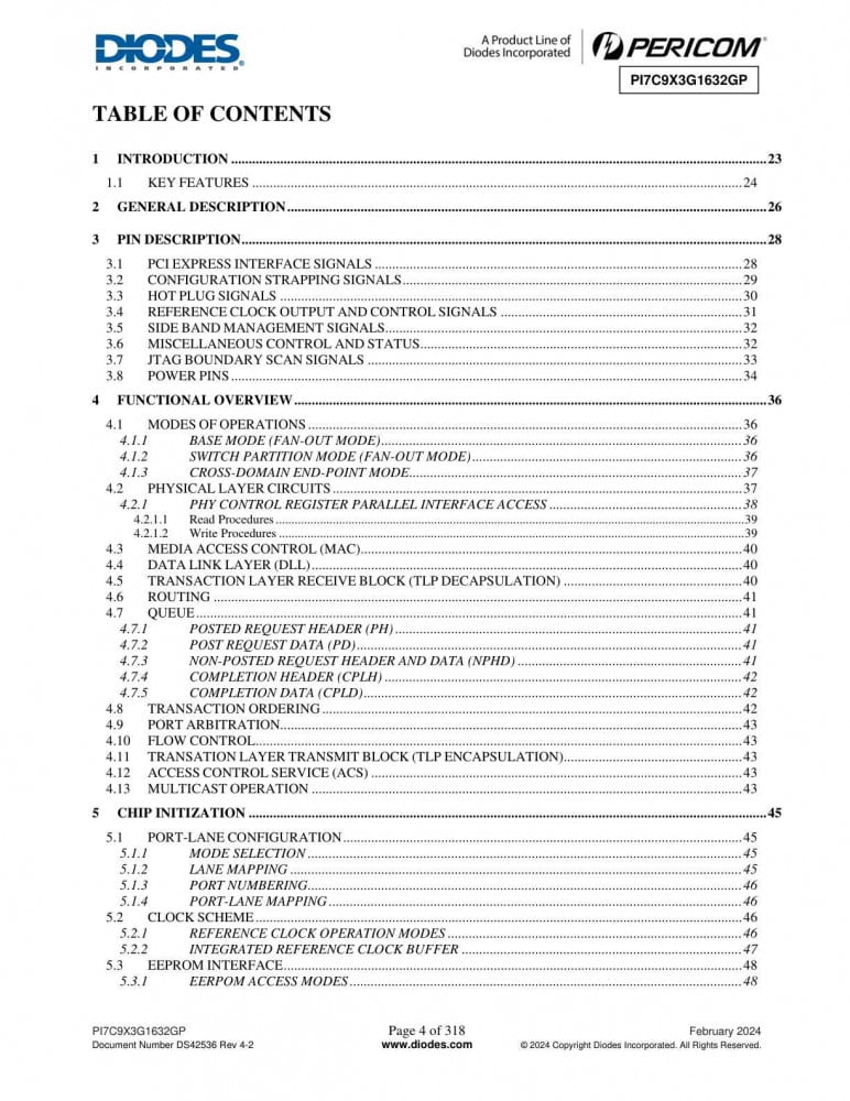 PI7C9X3G1632GPEHFCE datasheet page 4