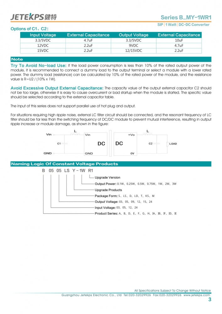 JETEKPS B0305MY-1WR1 datasheet page 3