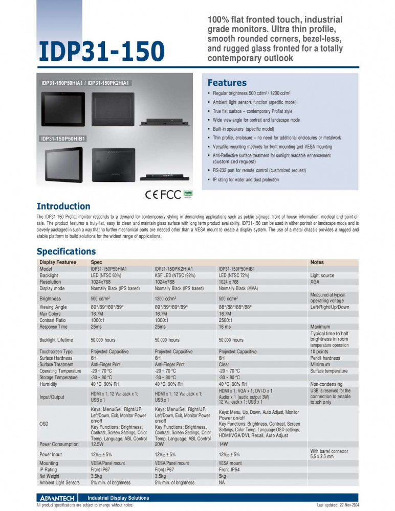 IDP31-150 product document page 1