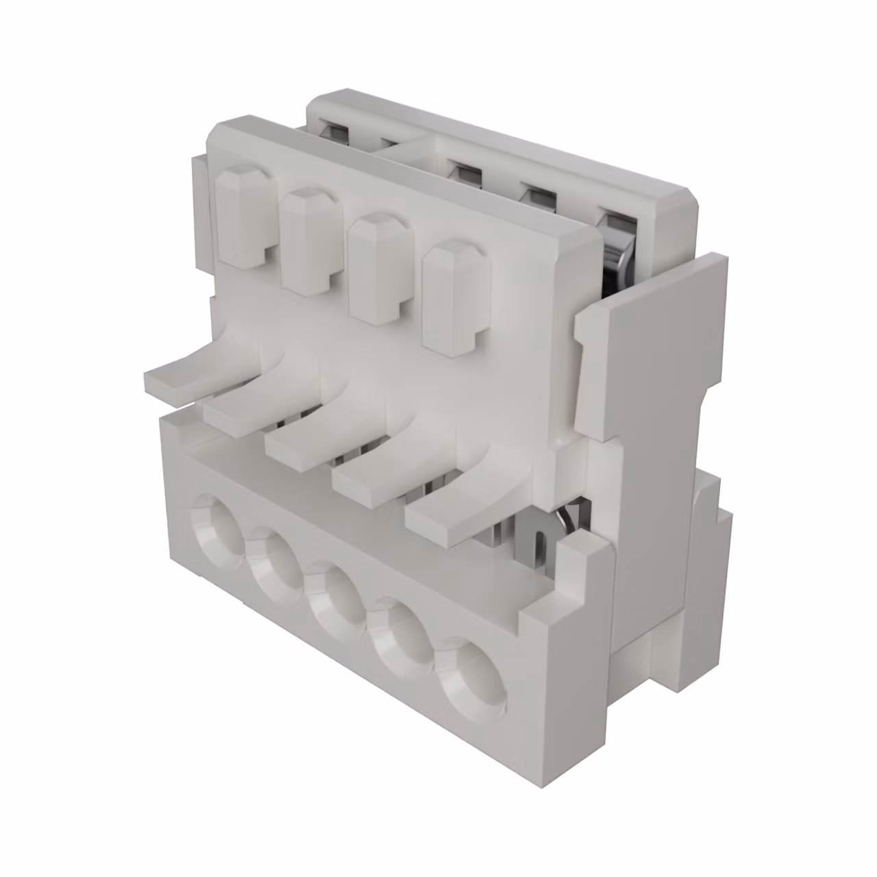 Appli-Mate RAST 2.5 IDT Housing, 2.50mm Pitch, with Side Latches, Female, 5 Circuits, Position Keys A & F Removed, Polarizing Rib Between 2/3, Black Color Stripe for sale