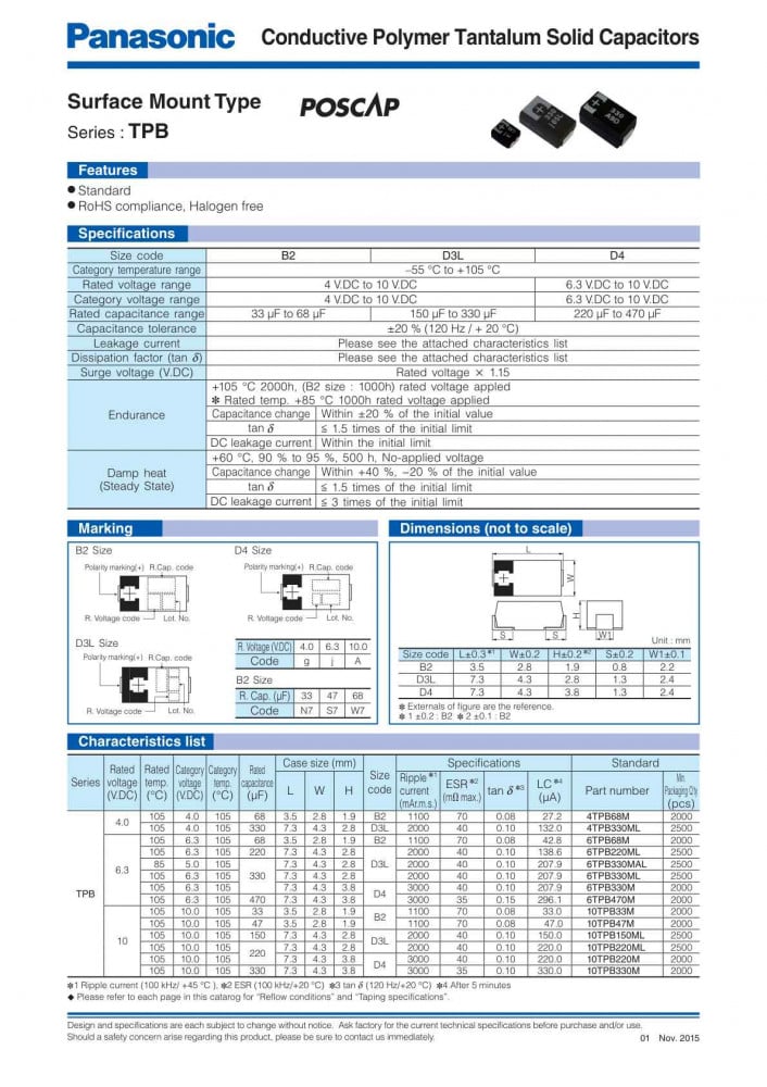 PANASONIC TPB POSCAP technical document preview