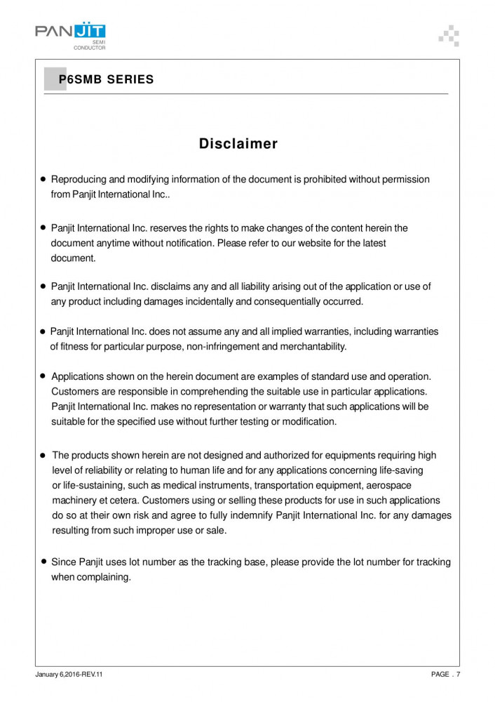 PANJIT P6SMB series datasheet page 7