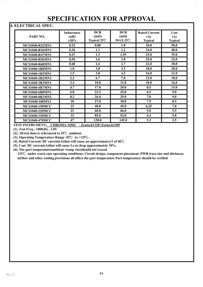 PSA MCS1040-1R0MN1 approval document page 5