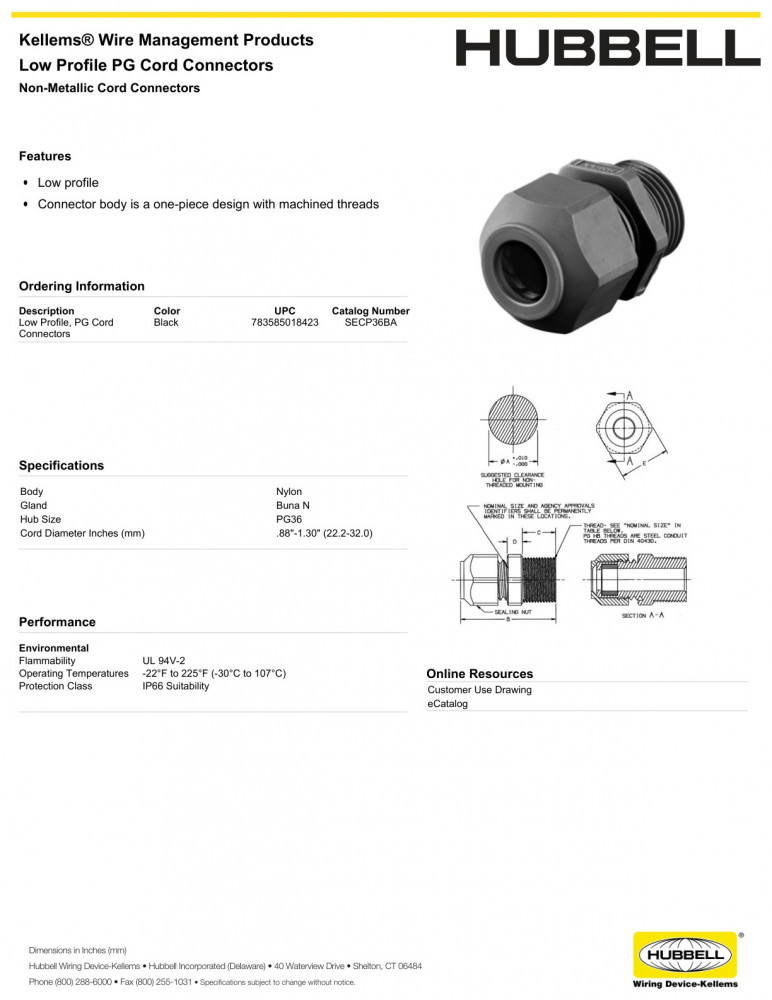 SECP36BA product documentation page