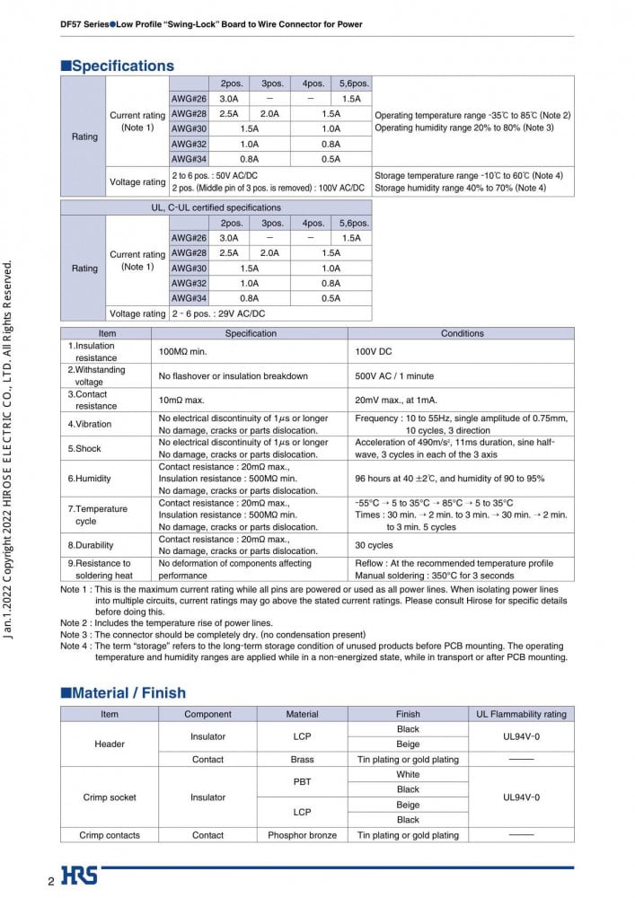 HRS DF57 Series datasheet page 2