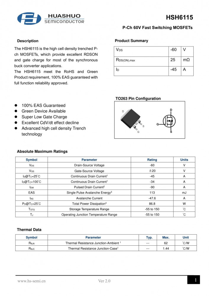 HSH6115 datasheet page 1