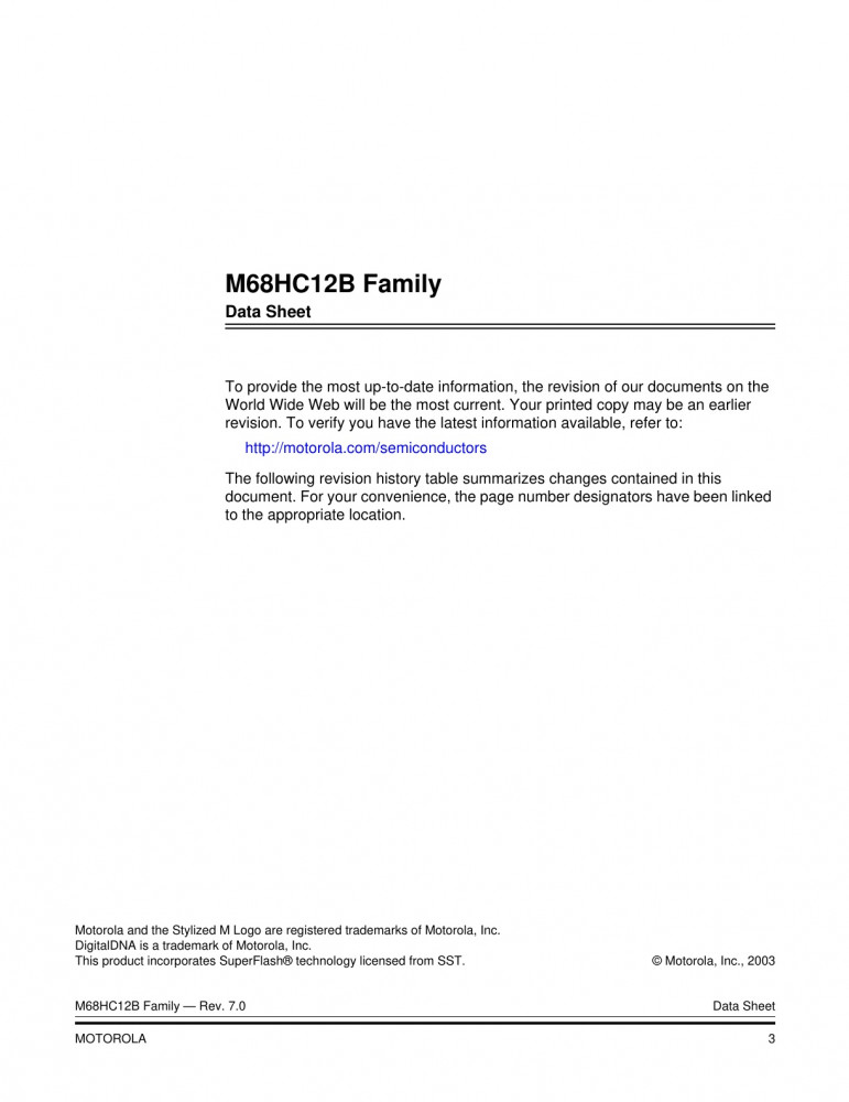 M68HC12B datasheet page 3