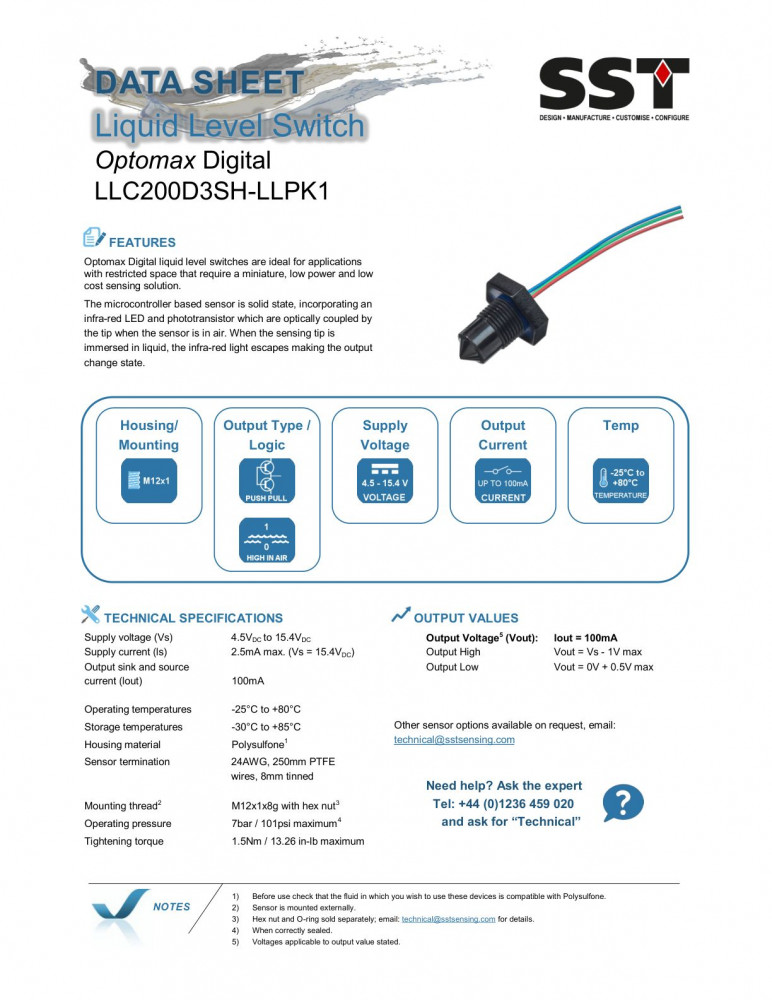 3397 liquid level switch technical document page 1