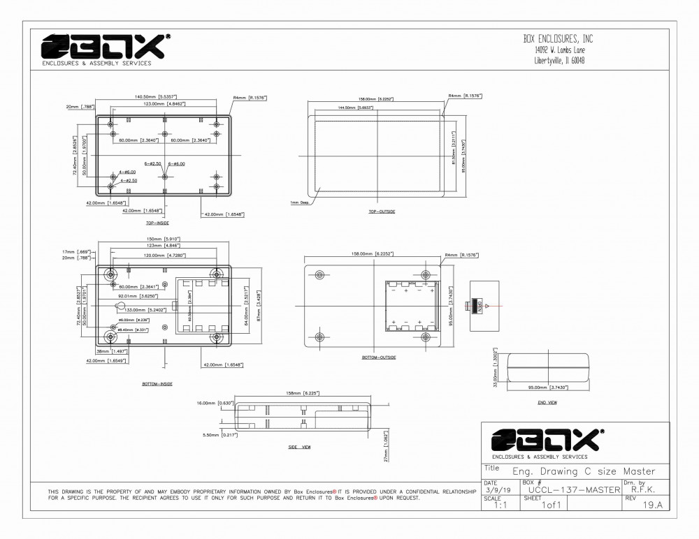 UCCM-137 enclosure engineering drawing reference