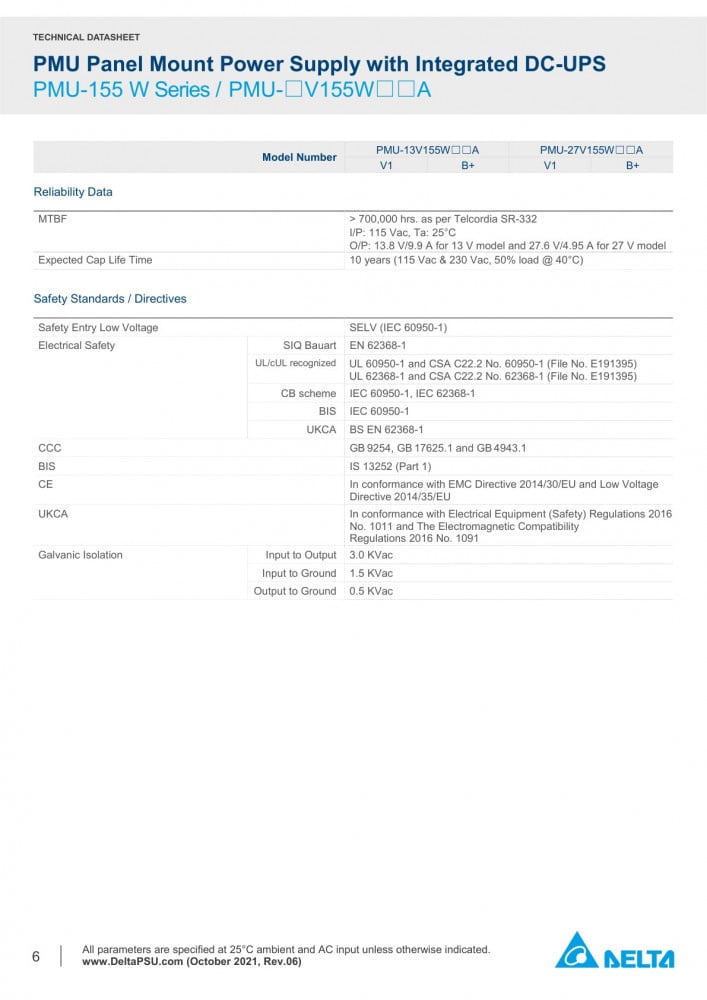 DELTA PMU datasheet page 6
