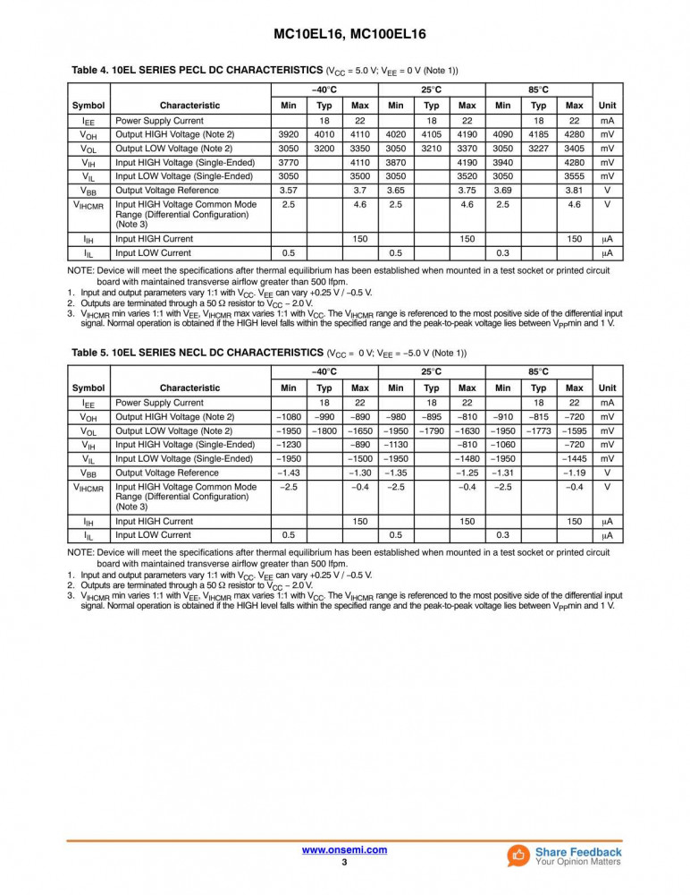 MC10EL16 documentation page 3