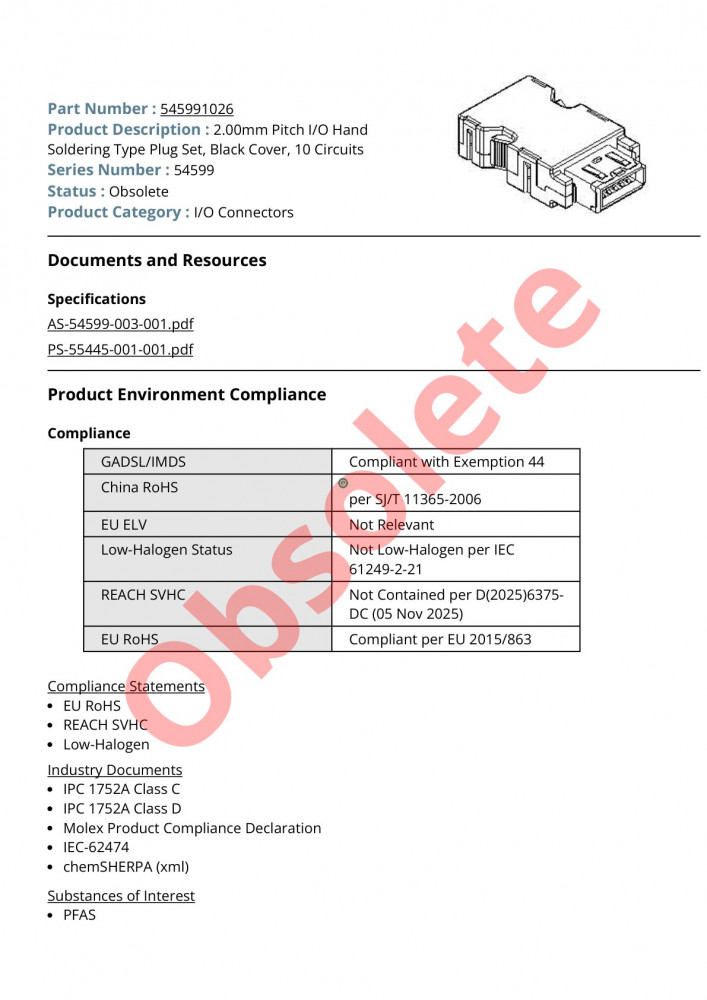 MOLEX 545991026 product document image 1