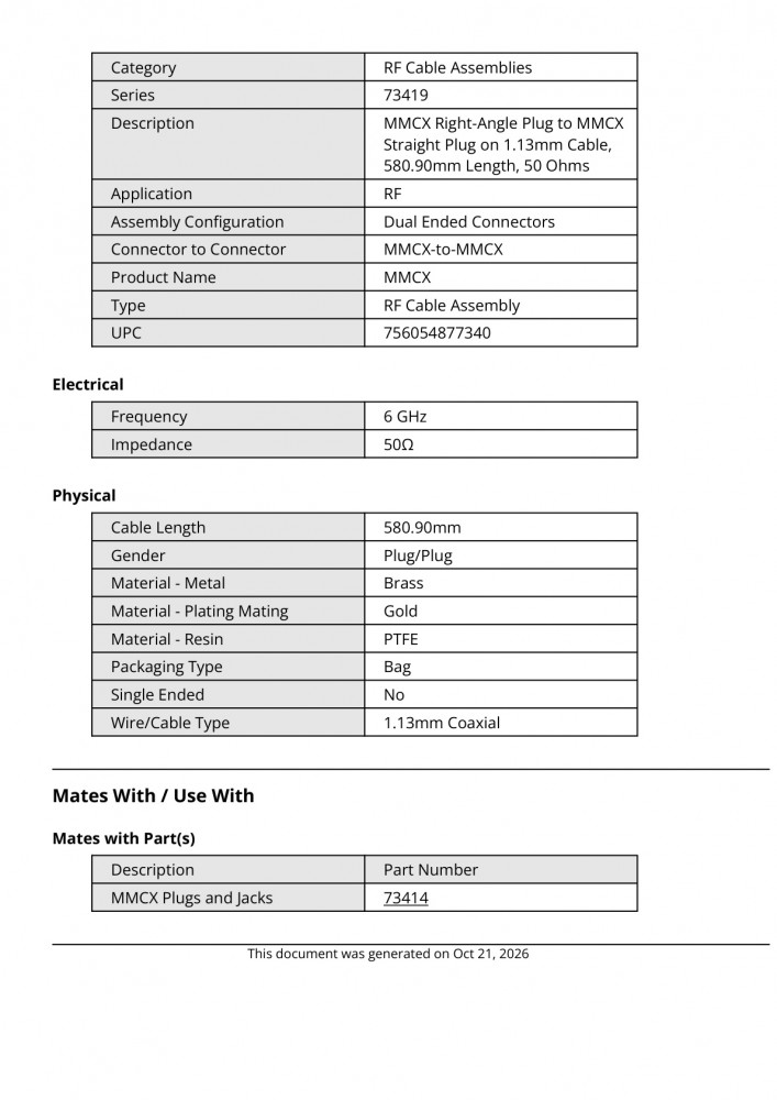 Technical document page 2 for MOLEX 734192440