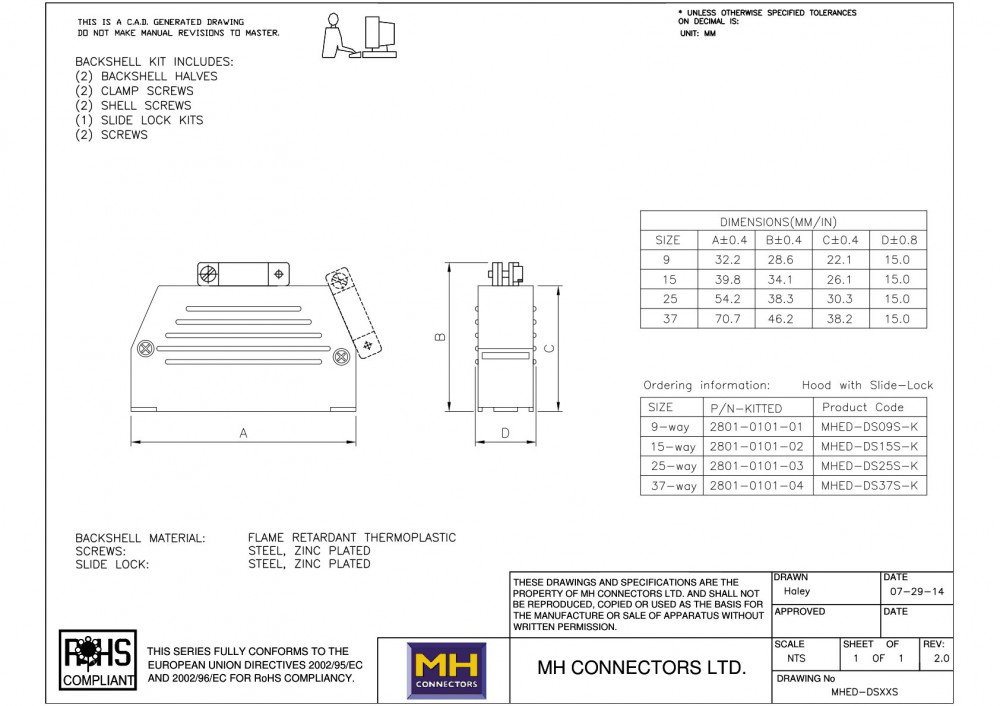 MHED-DS25S-K technical drawing