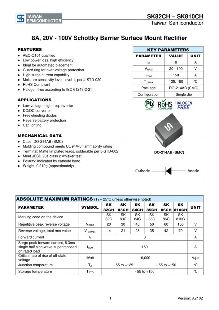 SK83CH datasheet page 1