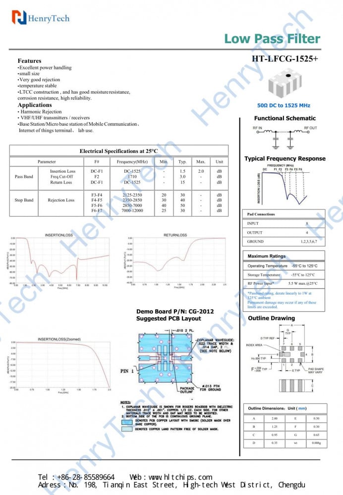 HT-LFCG-1525+ technical document page