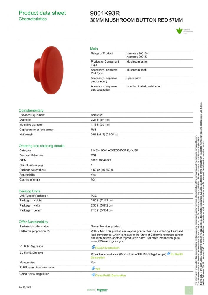 9001K93R technical document page 1