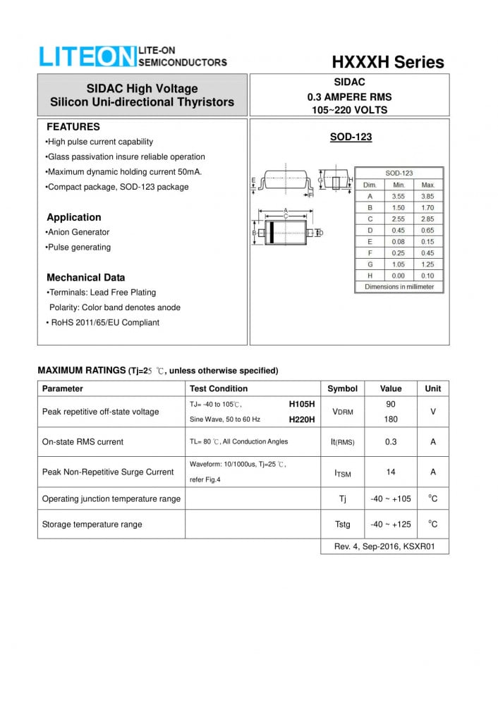 H220H datasheet page 1