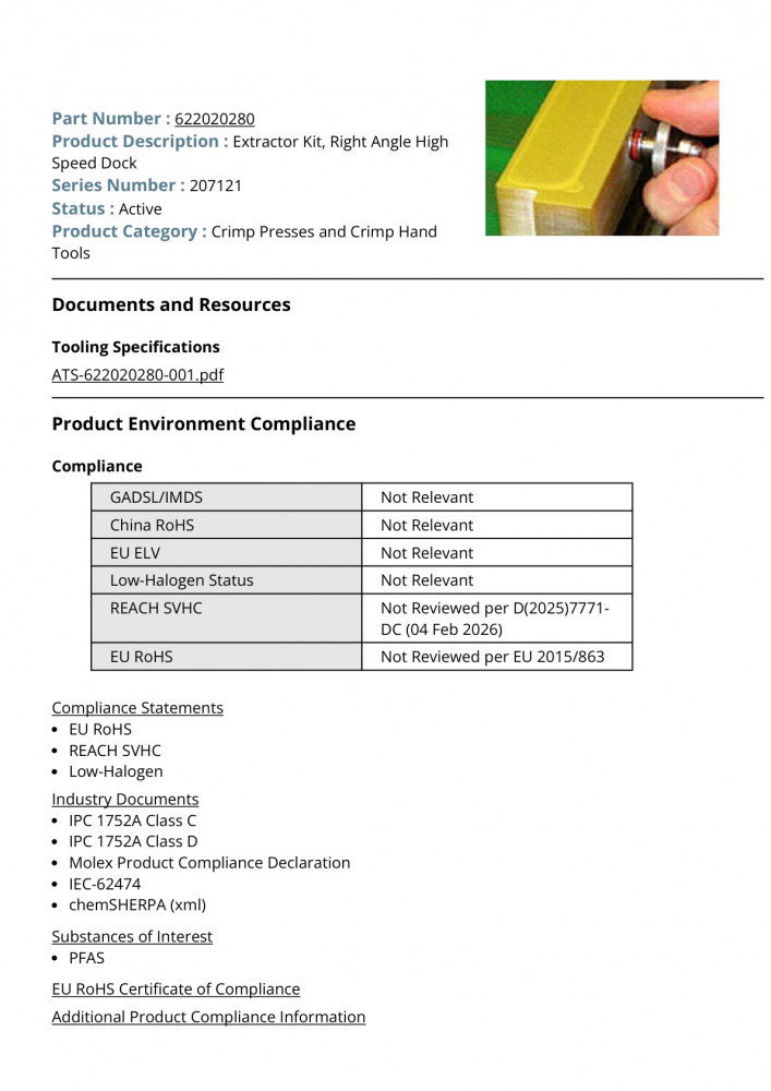 Tooling specification document image, page 1