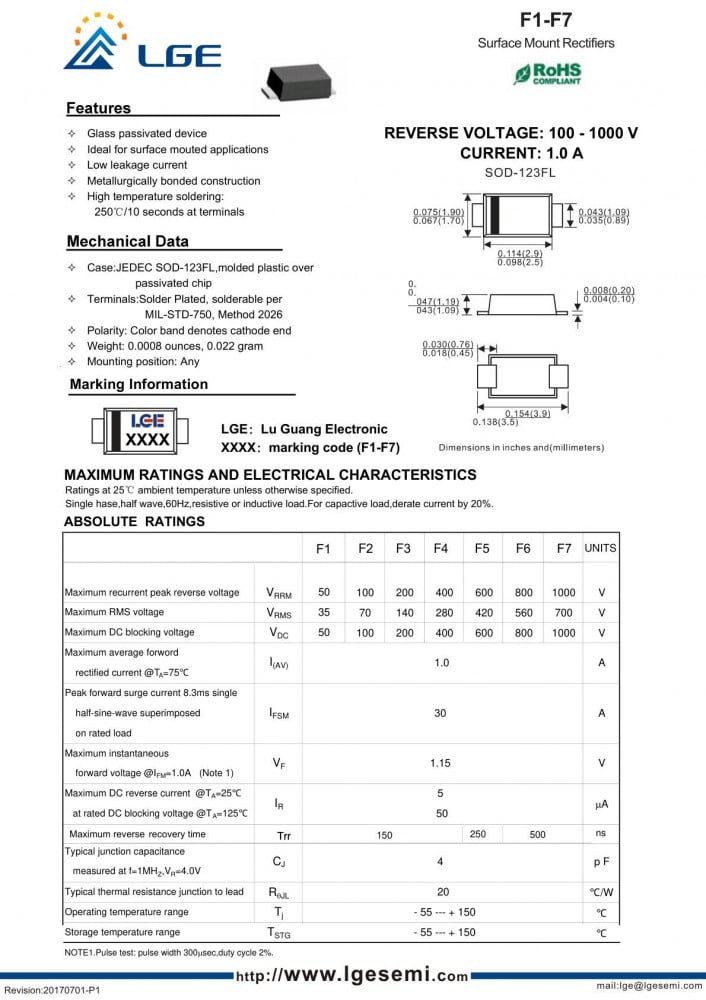 LGE F7 rectifier datasheet page 1