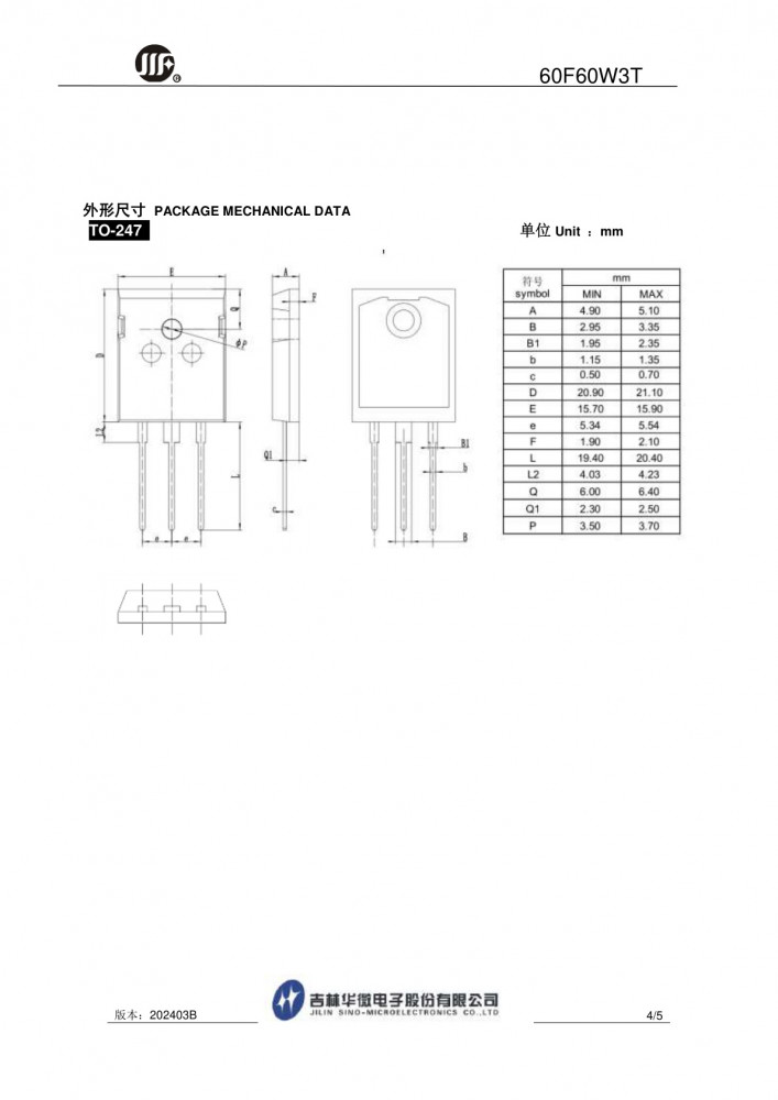 60F60W3T datasheet page 4