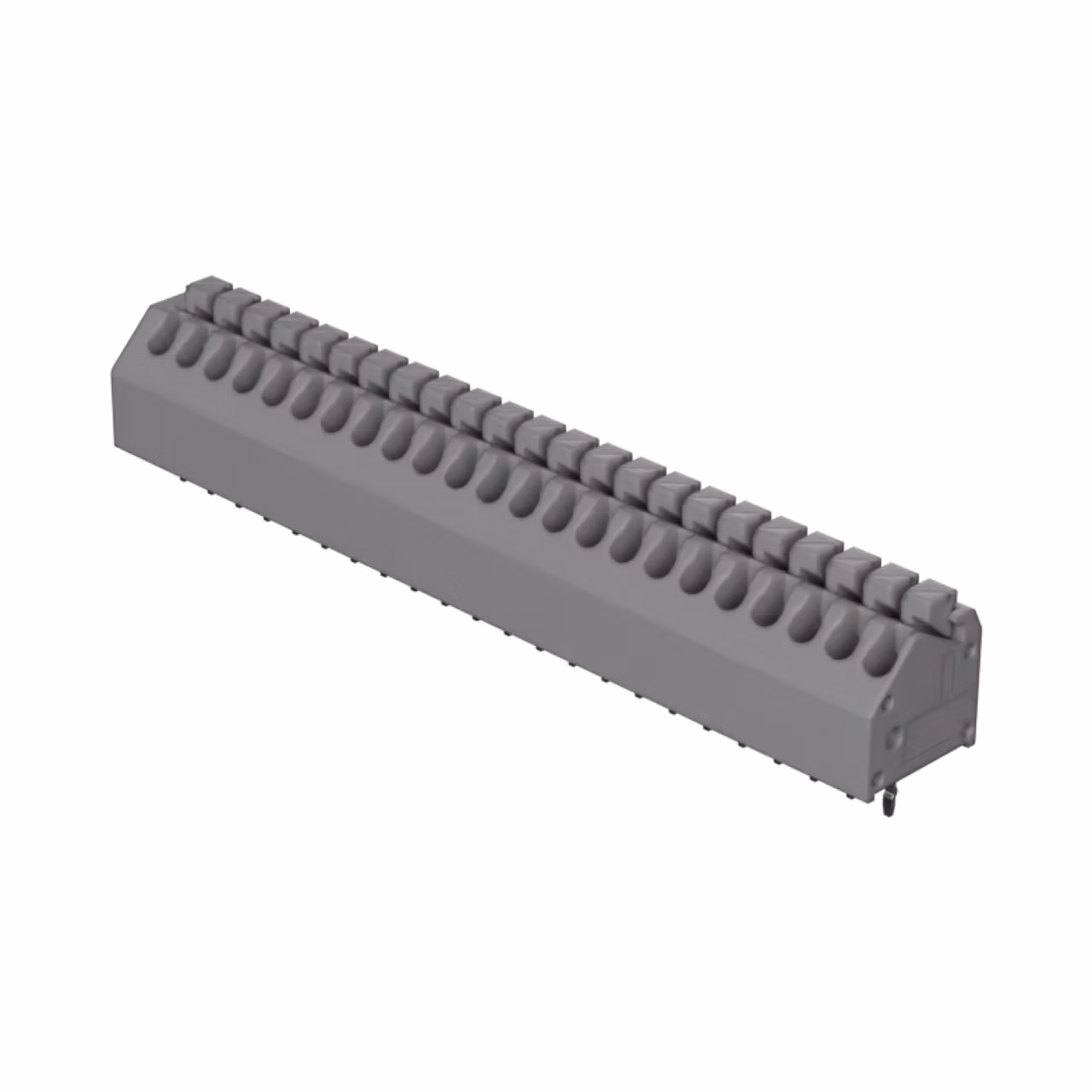 3.50mm Pitch, Eurostyle Fixed-Mount Push-Button Terminal Block, 45° Modular, 5A, 20-16 AWG, Light Gray, 23 Circuits for sale