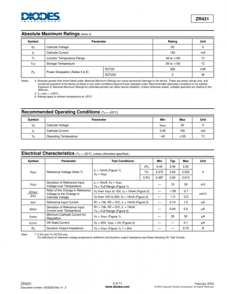 ZR431F01TA datasheet page 2