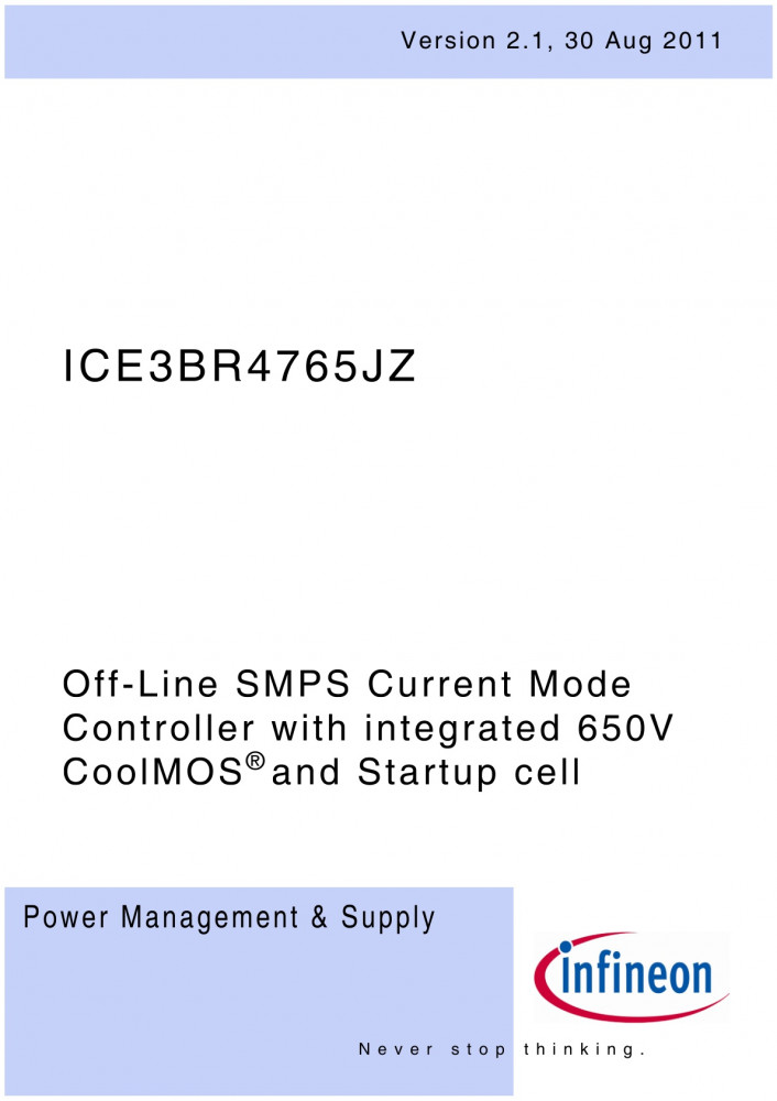 ICE3BR4765JZ datasheet page 1